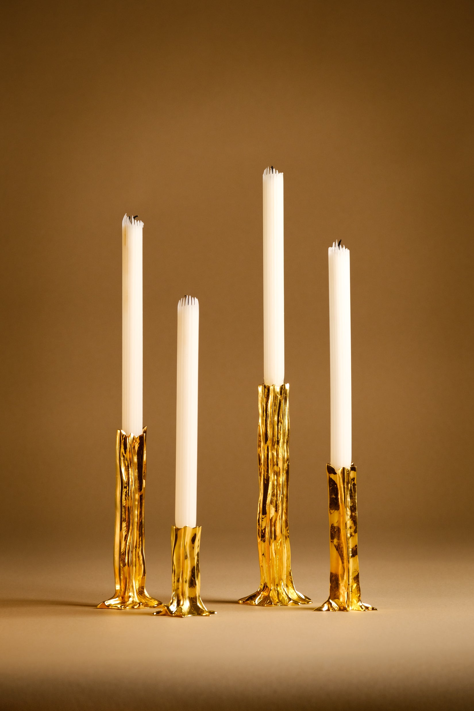 Arbor Bronze/Gold (24ct. Gold Plated) - Set of 4 Candlesticks ...