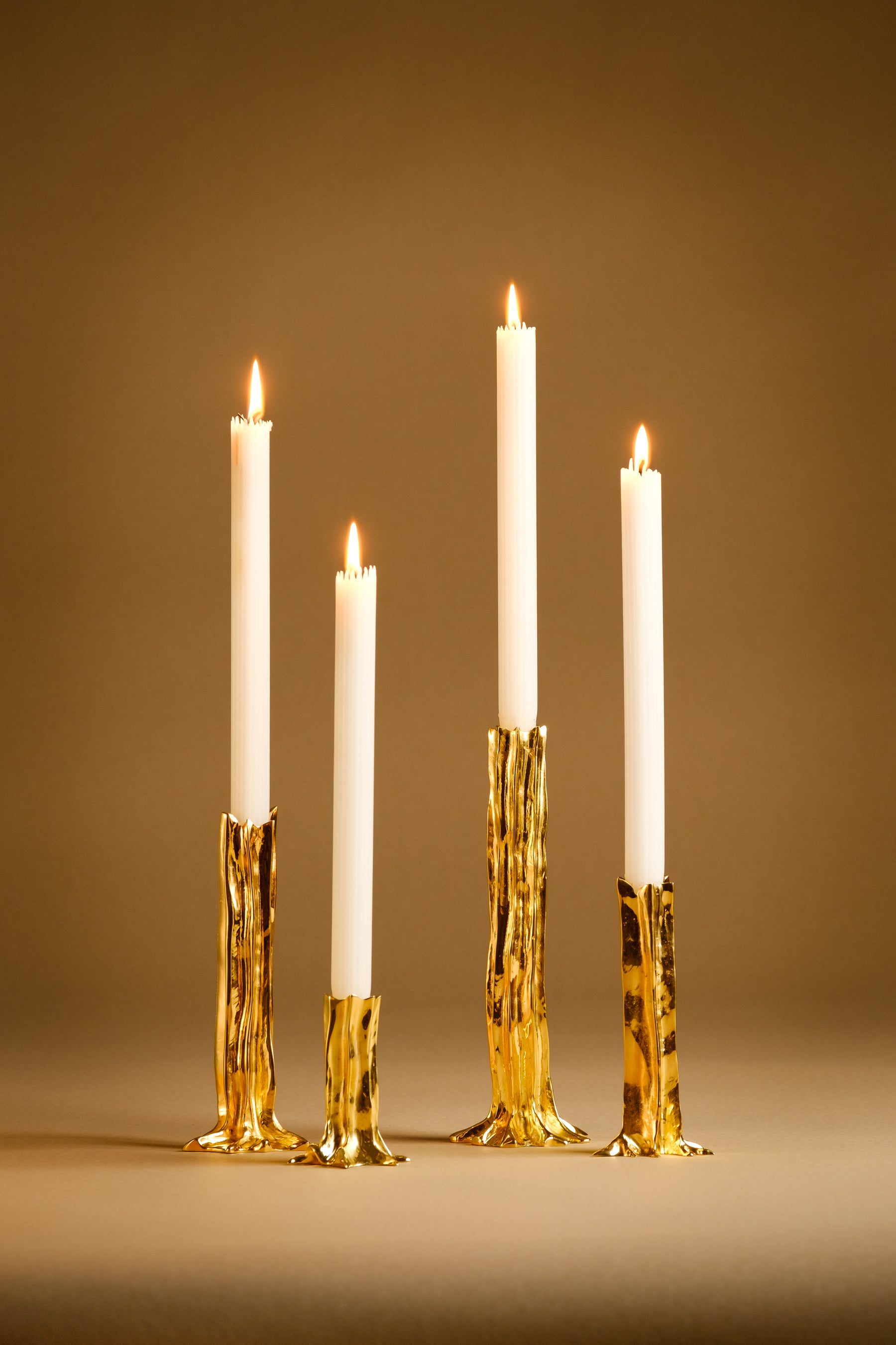 Arbor Bronze/Gold (24ct. Gold Plated) - Set of 4 Candlesticks ...