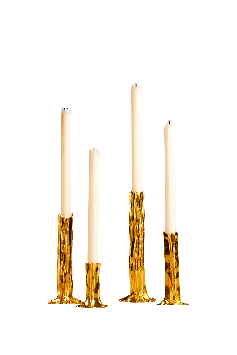 Arbor Bronze/Gold (24ct. Gold Plated) - Set of 4 Candlesticks ...